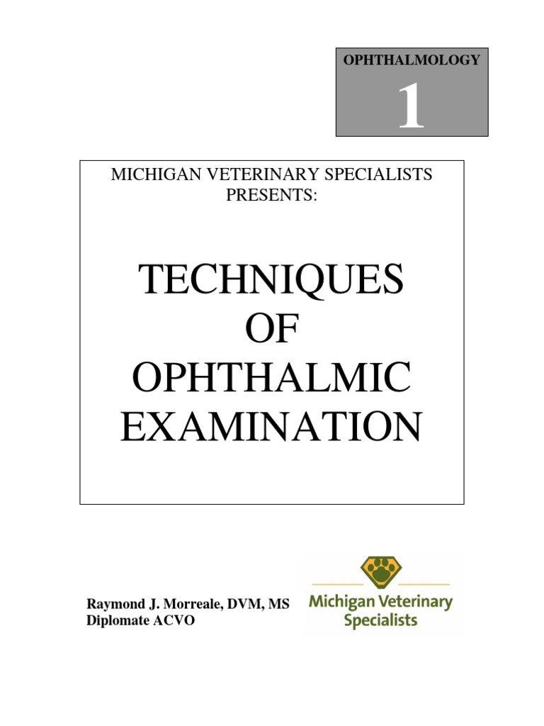 VETERINARY Techniques of Ophthalmic Examination Manual | Human Eye | Cornea