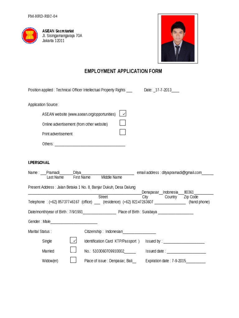 ASEC Employment Form-Hrd | PDF | Employment | Salary