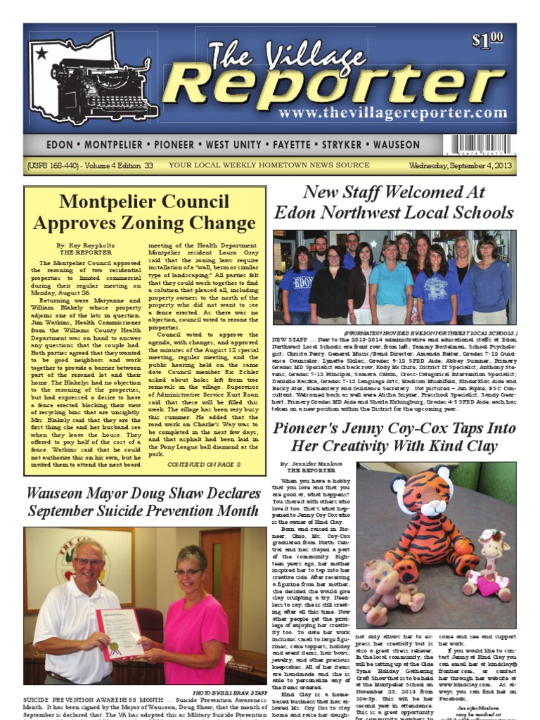 The Village Reporter - September 4th, 2013 | PDF | Felony | Newspapers