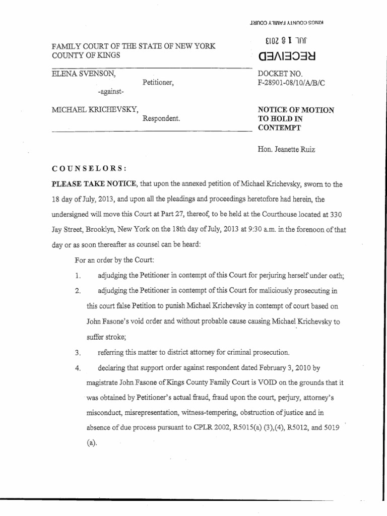 Motion To Hold Svenson in Contempt of Court | PDF | Pro Se Legal ...