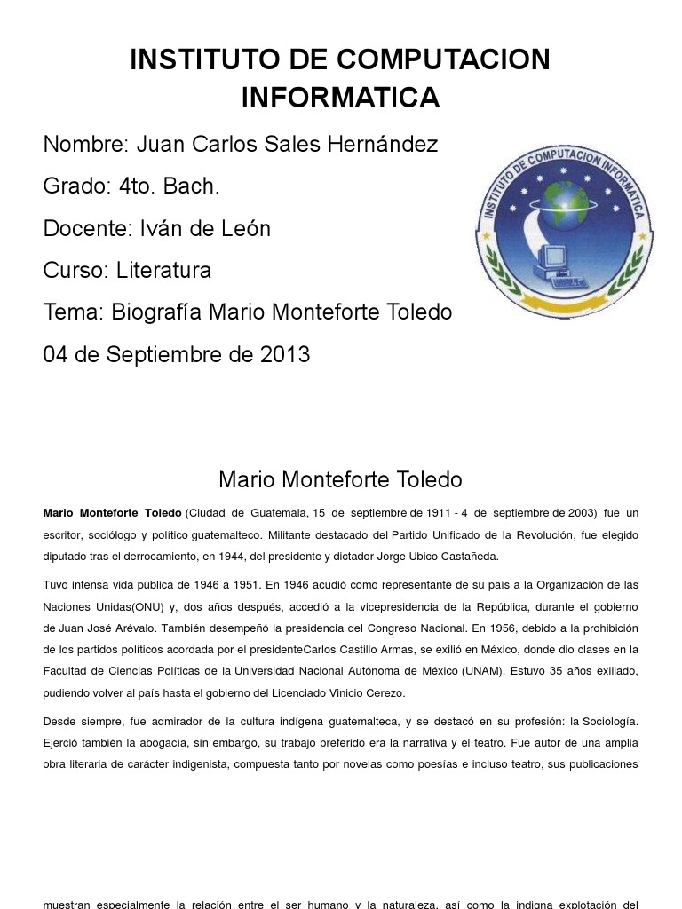 Biografia Mario Monteforte Toledo1 | PDF | Personas | Gobierno