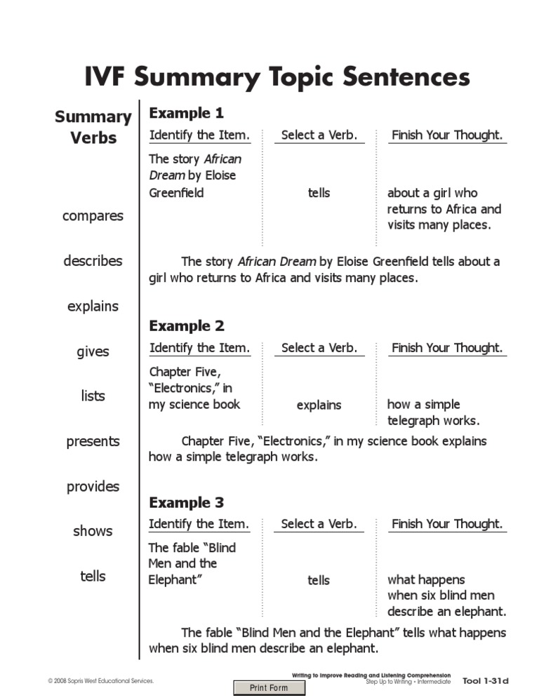 Ivf Topic Sentence Examples | PDF