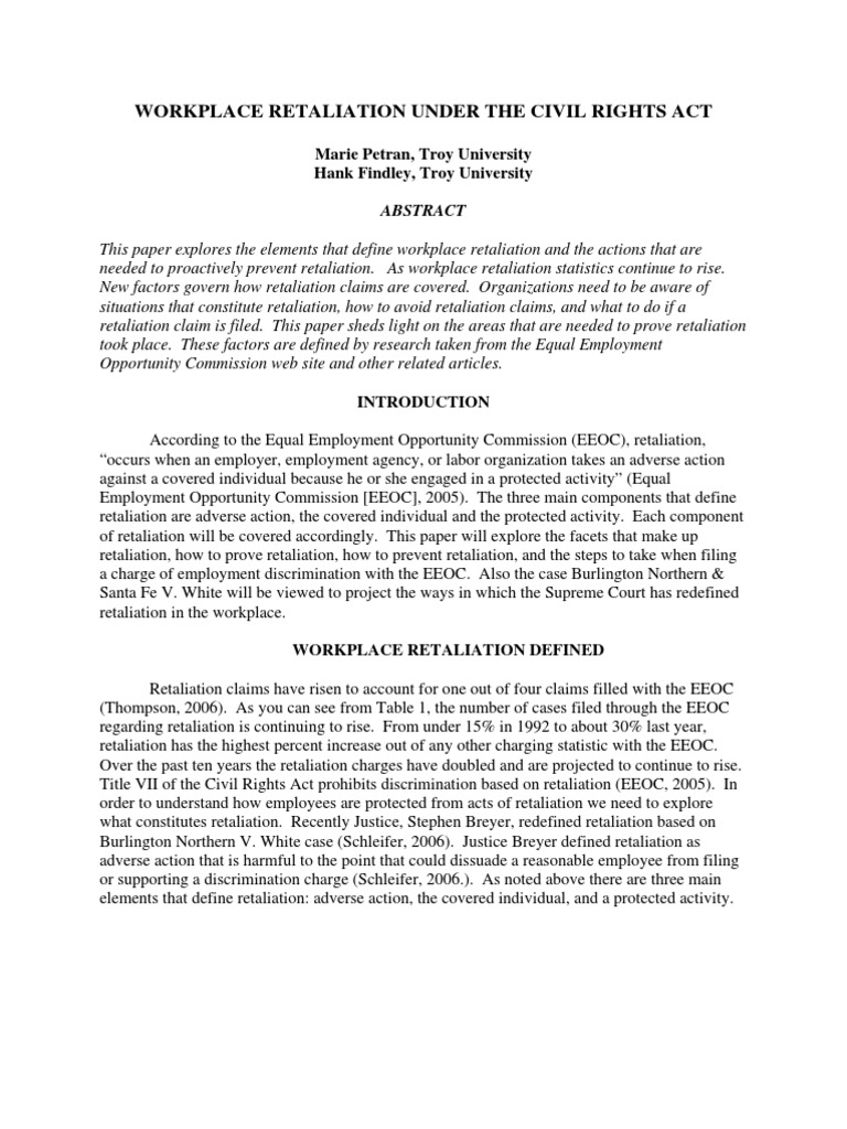 2007 Workplace Retaliation | PDF