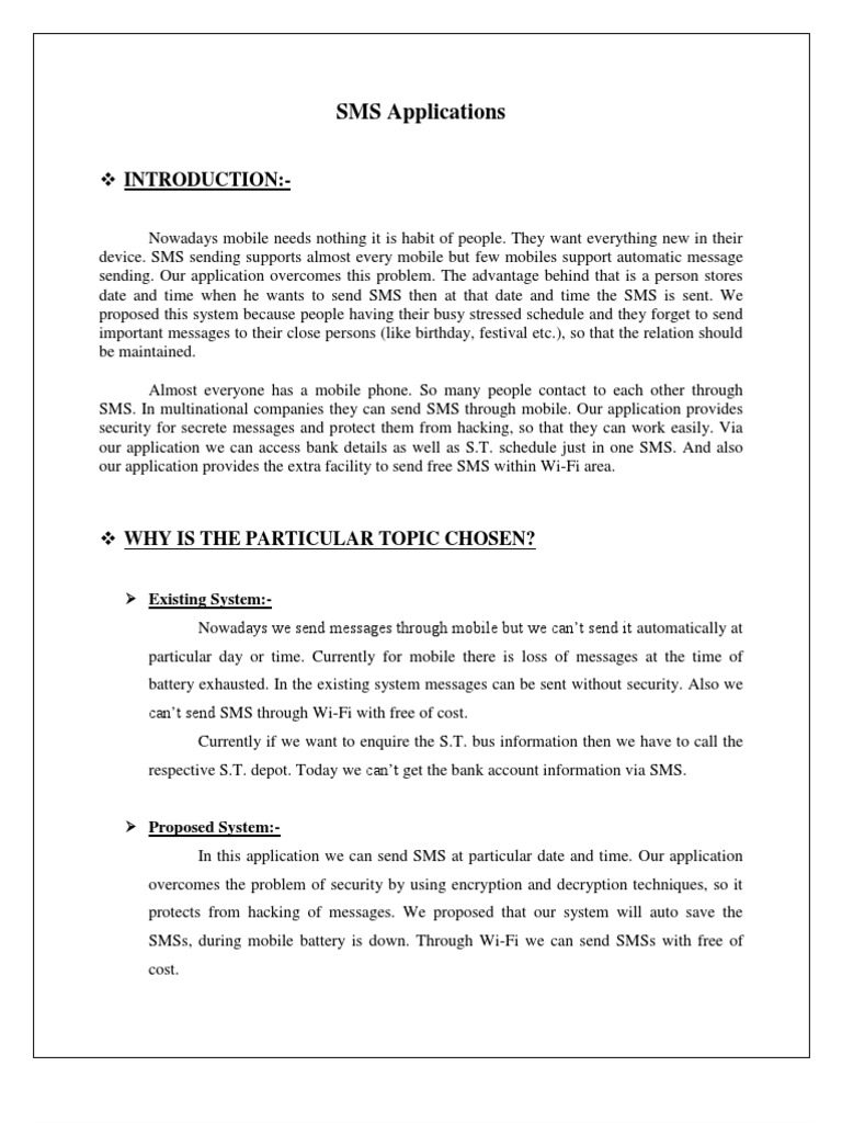 SMS Applications: Introduction | PDF | Short Message Service | Mobile ...