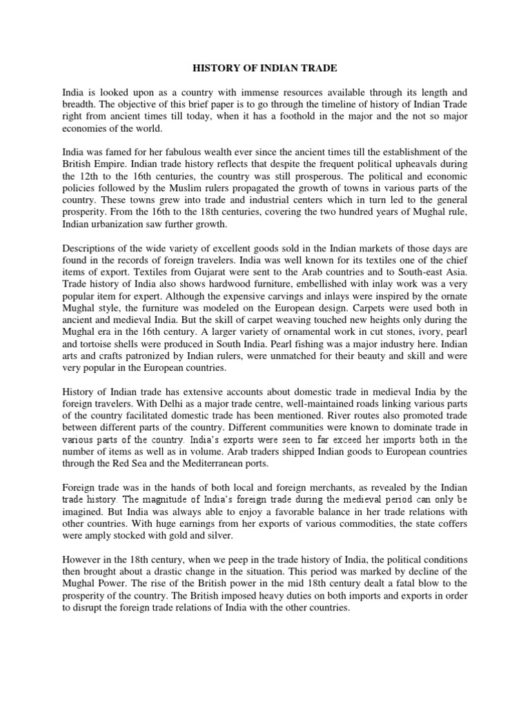 History of Indian Trade | PDF | Mughal Empire | Trade