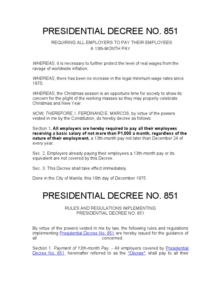 13th Month Pay Law | PDF | Overtime | Employment 13th Month Pay Law | PDF | Overtime | Employment