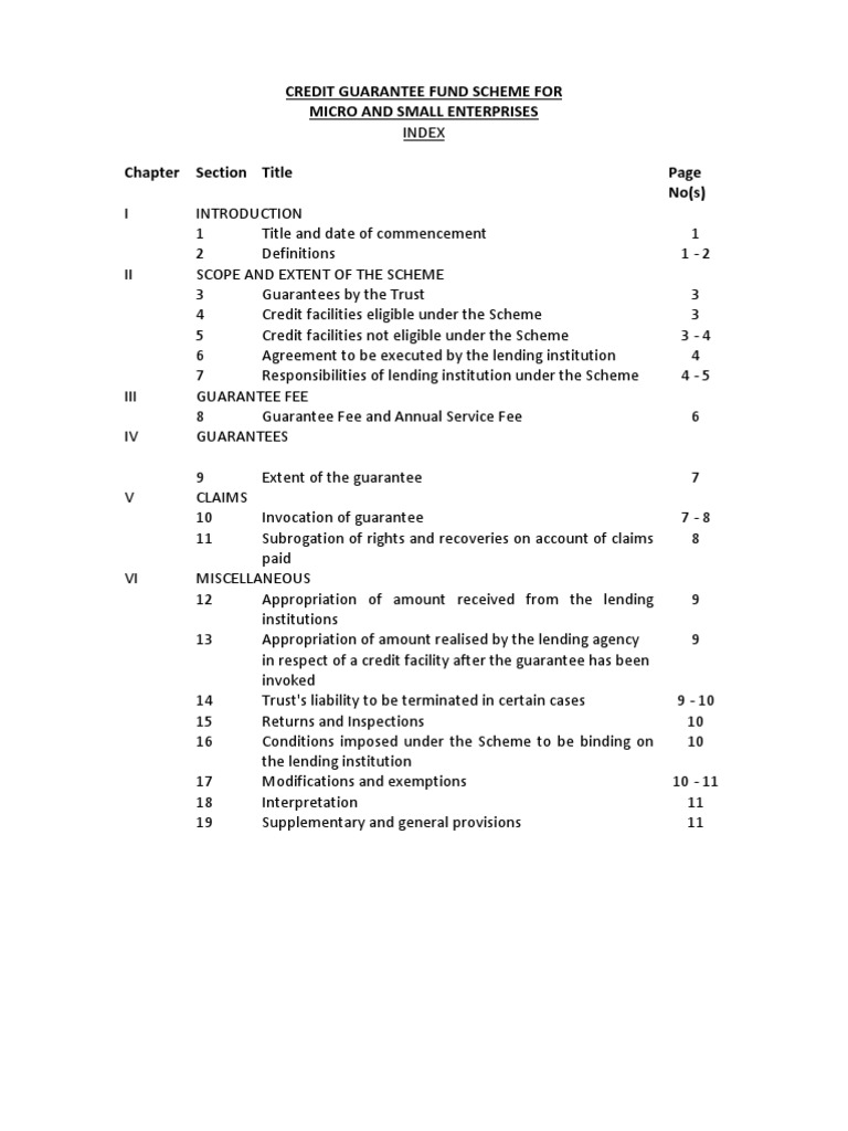 Credit Guarantee Fund Scheme | PDF