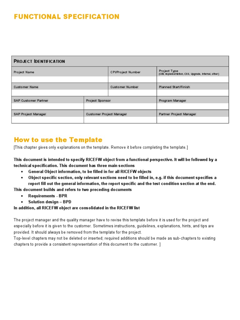Functional Specification Template | PDF