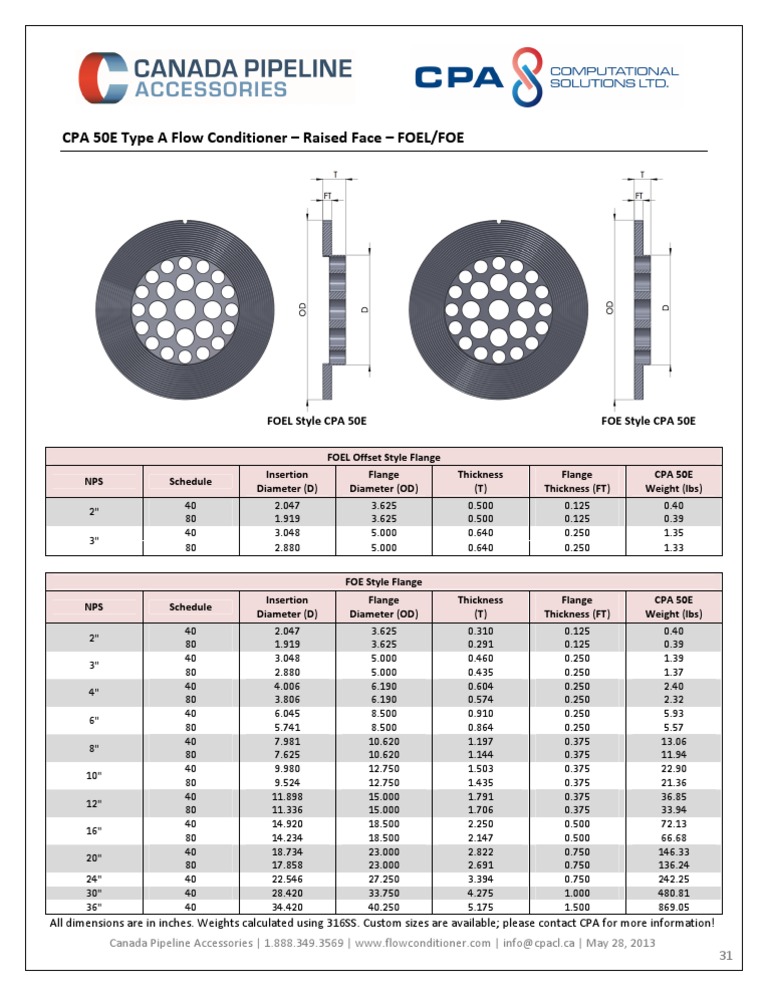 CPA 50E Flow Conditioner Specifications | PDF | Gas Technologies ...