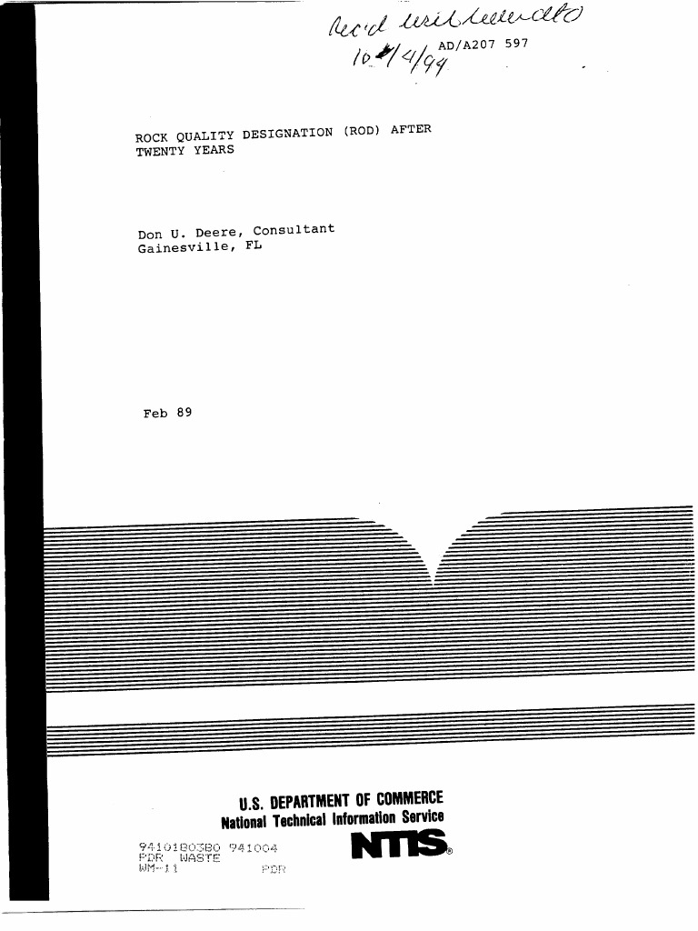 RQD After 20 Years Deere 1989 | PDF | Weathering | Elasticity (Physics)