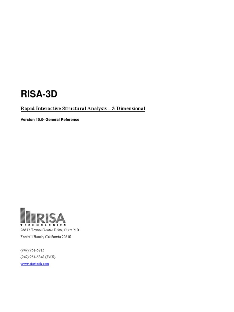 RISA 3D Manual | PDF
