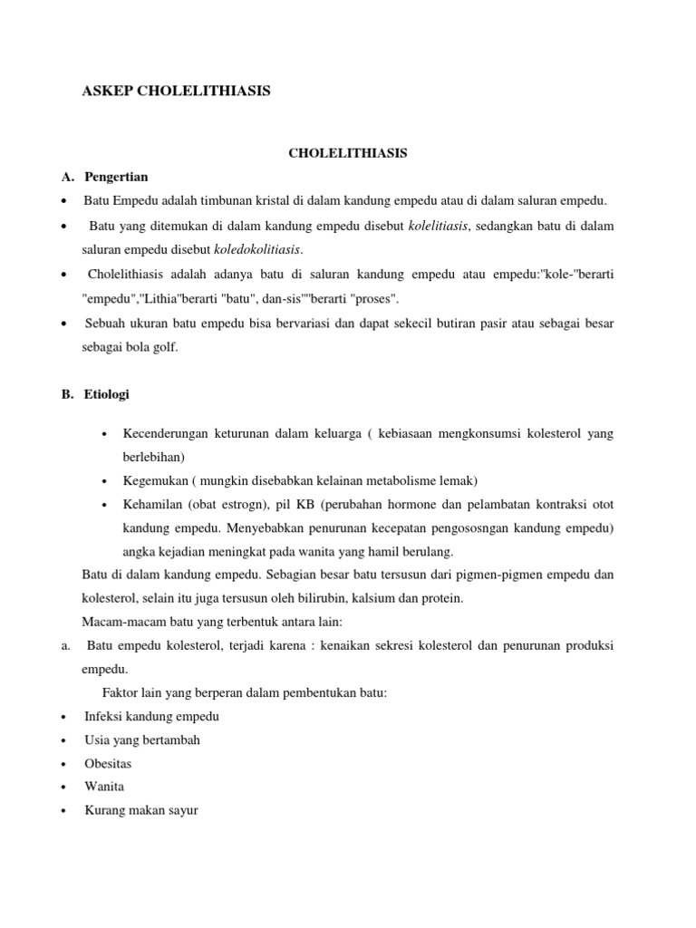 Askep Cholelithiasis | PDF