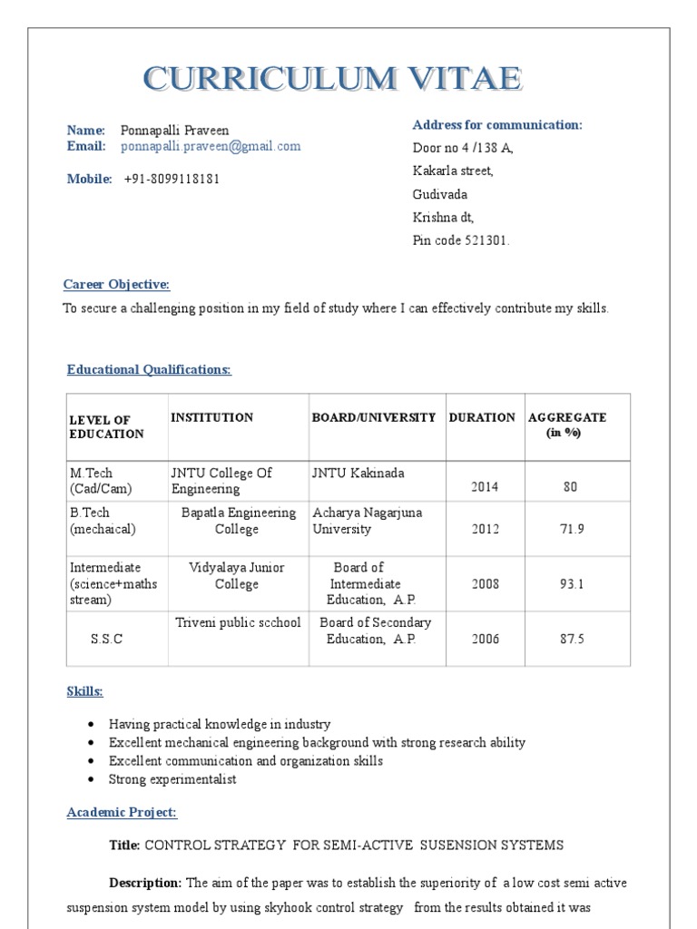 Tcs Resume Format