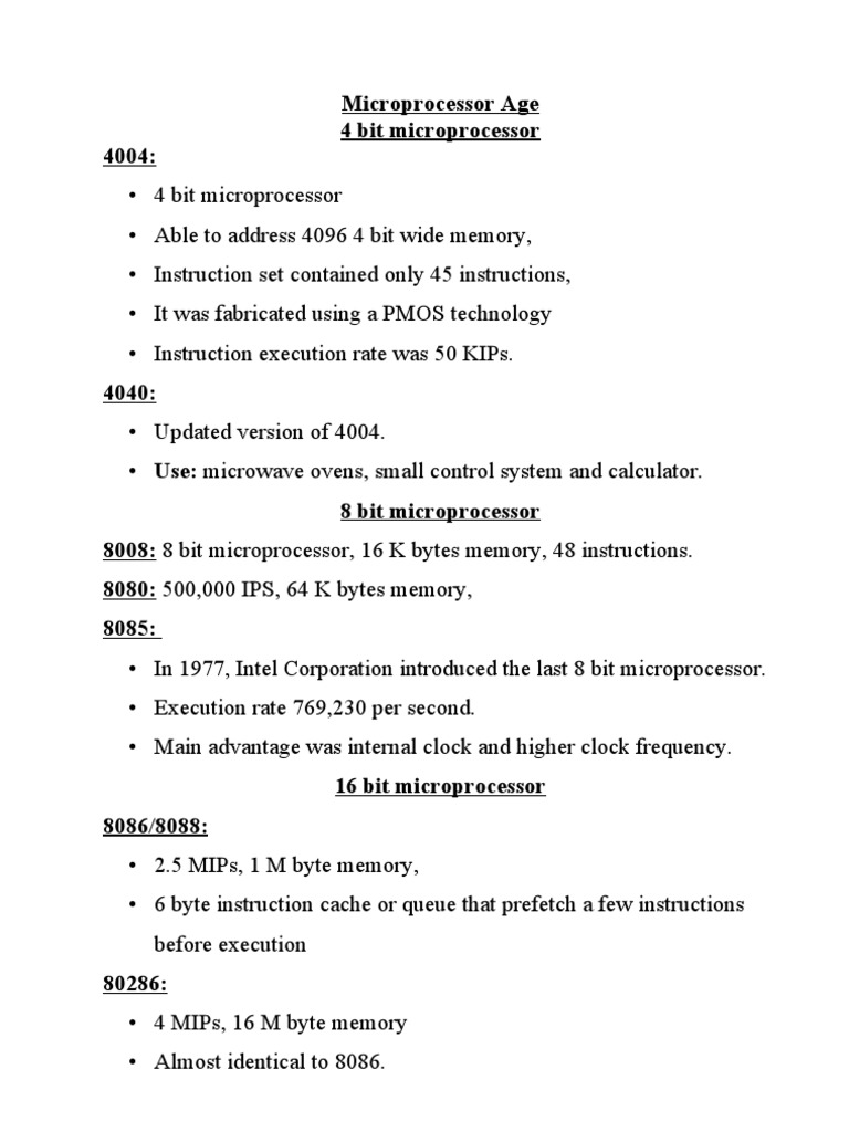 Microprocessor Age 4 Bit Microprocessor 4004 | Download Free PDF ...