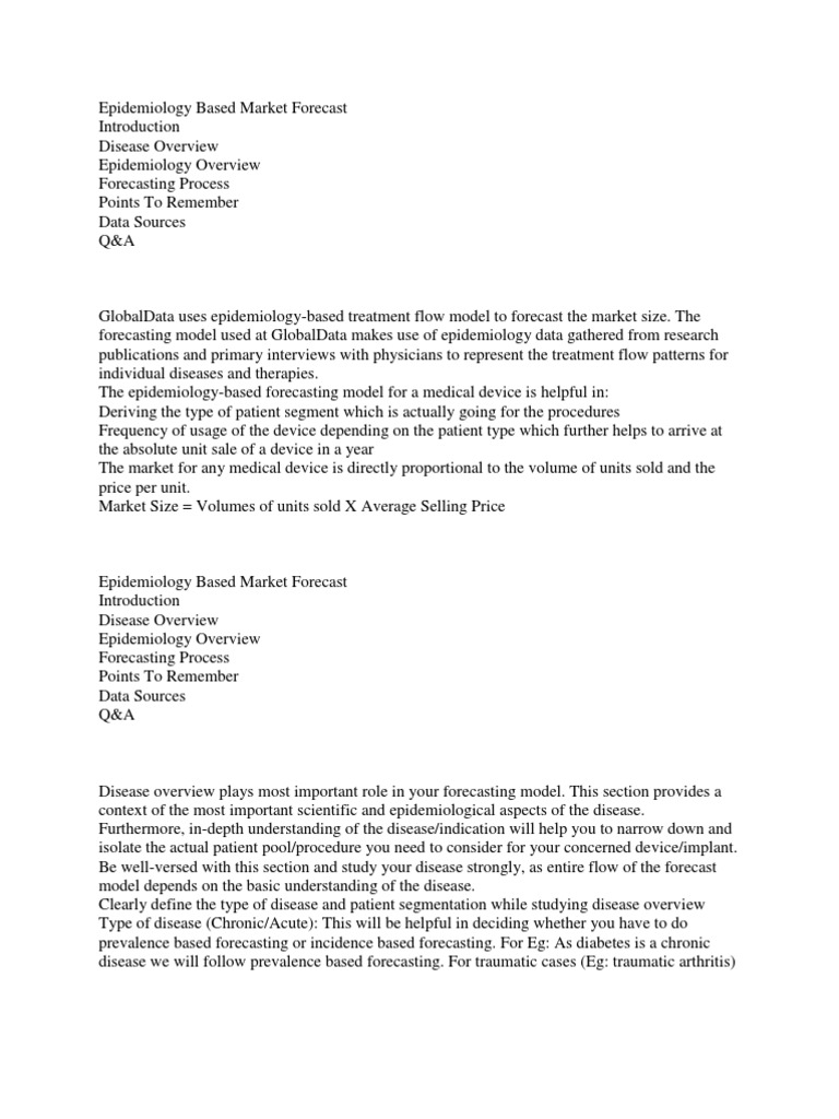 Epidemiology-Based Market Forecasting | PDF | Prevalence | Medical ...