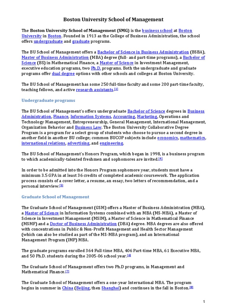 Boston University School of Management | PDF | Academic Degree | Academia