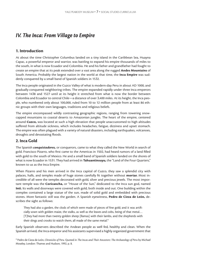 Inca Empire: From Village to Power | PDF | Agriculture | Nature