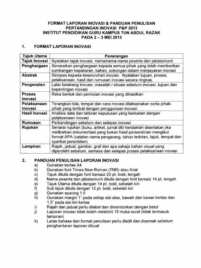 Format Laporan INOVASI | PDF