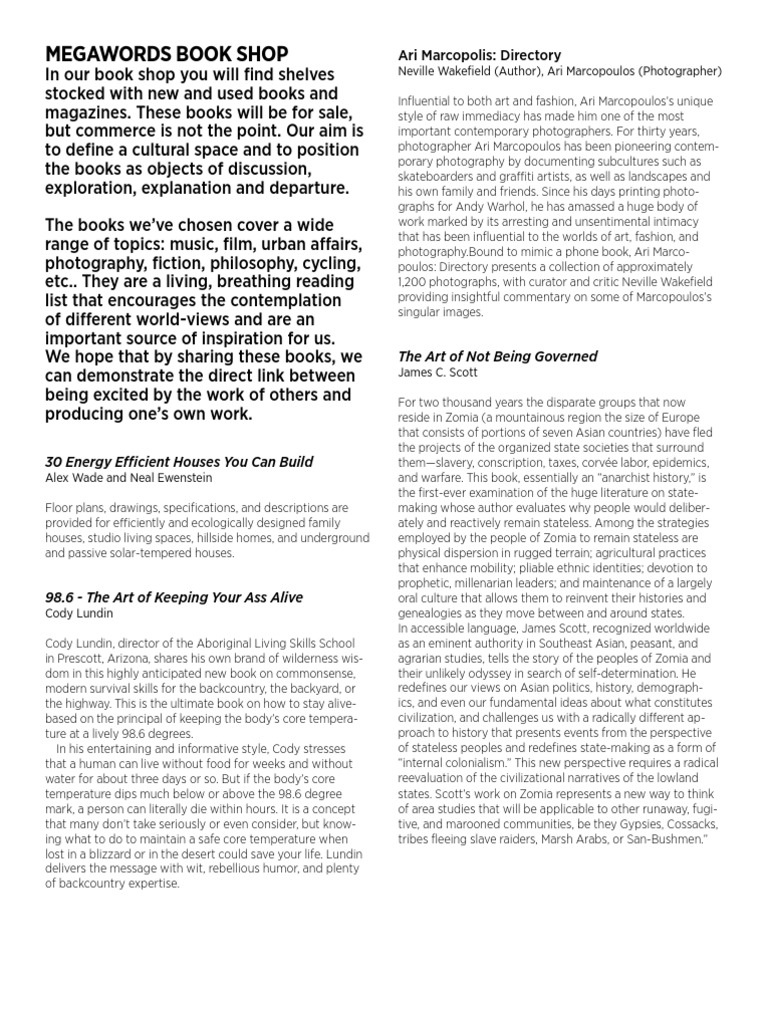 Megawords Book Shop: The Art of Not Being Governed | PDF | Public ...