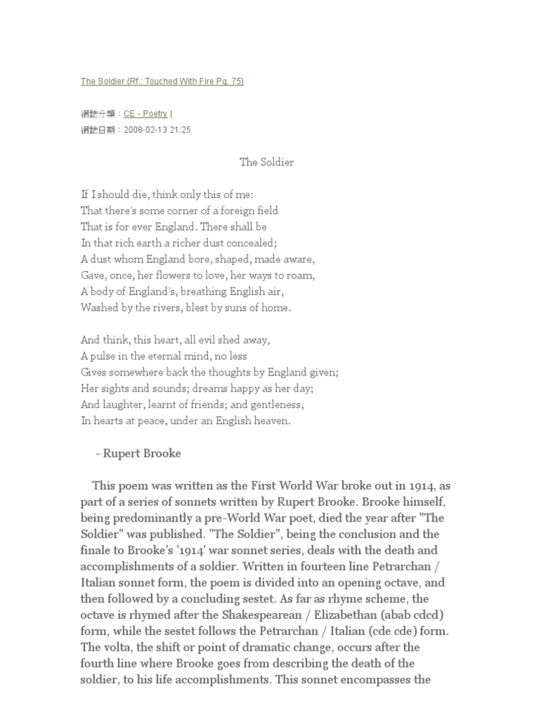 The Soldier | PDF | Sonnets | Literary Criticism