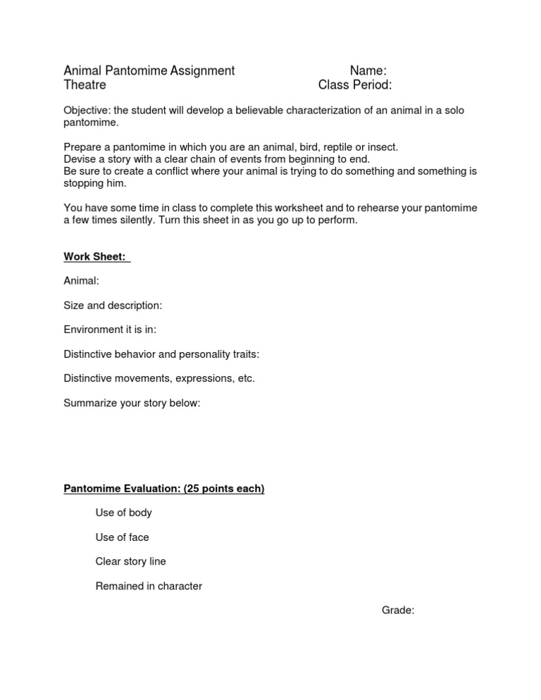 Animal Pantomime | PDF | Language Arts & Discipline