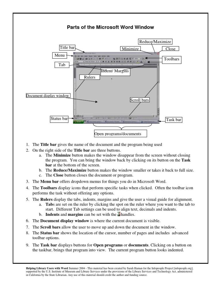 Parts of the Microsoft Word Window | PDF
