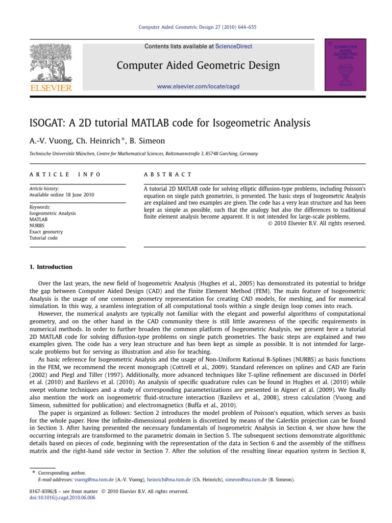 ISOGAT A 2D Tutorial MATLAB Code For Isogeometric Analysis | PDF