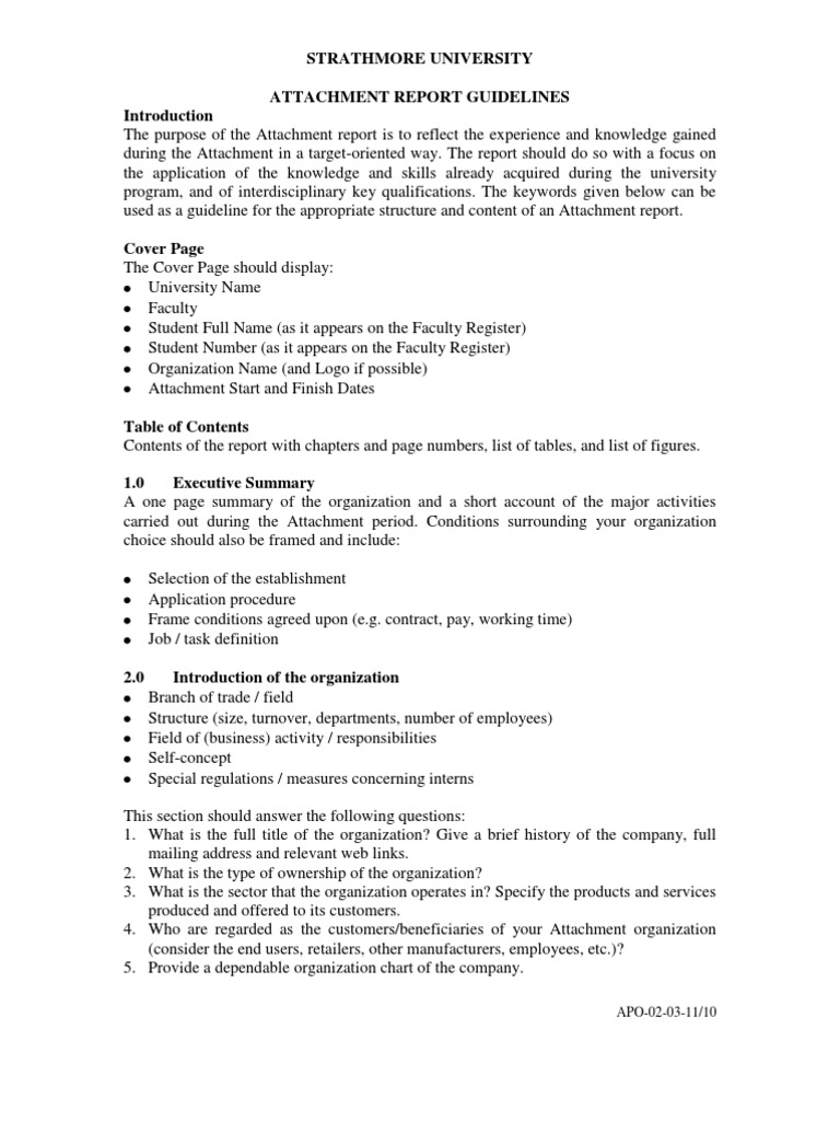 Student Guidelines Report Format Ia | Attachment Theory | Internship