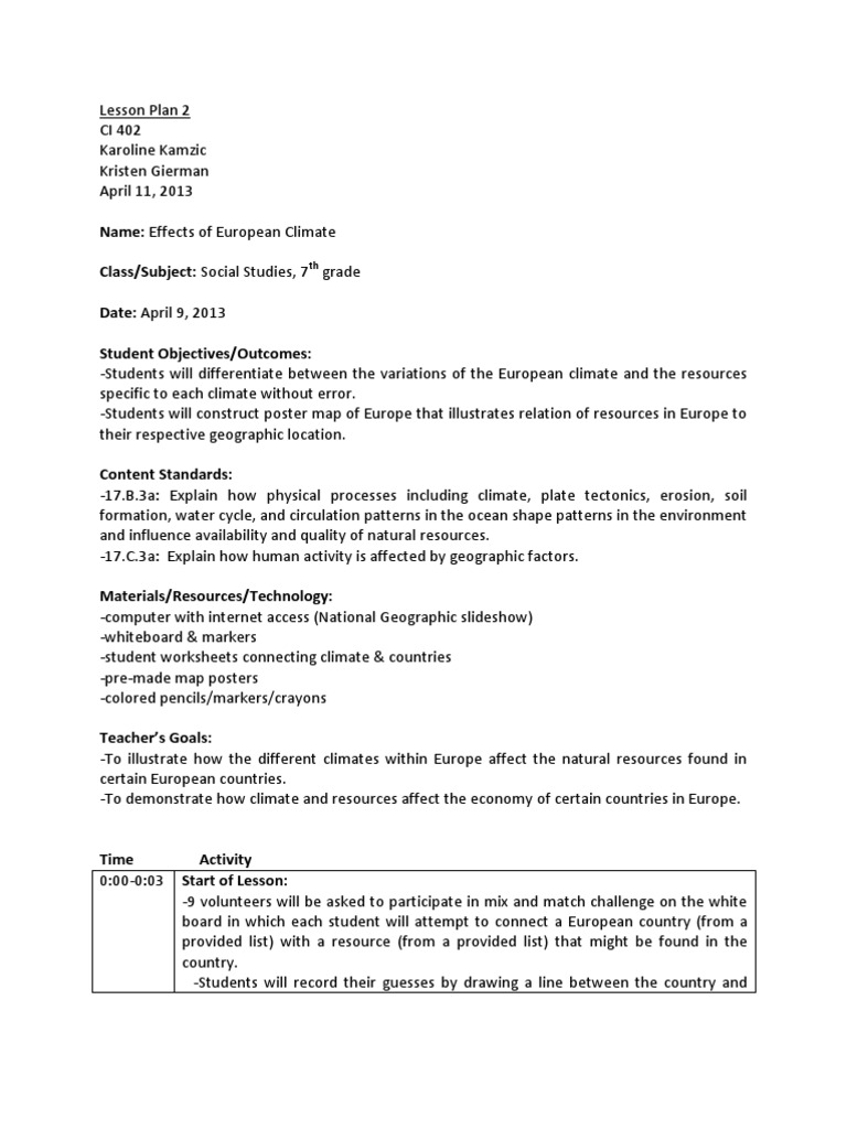 European Climate and Resources Map Activity | PDF | Lesson Plan | Climate