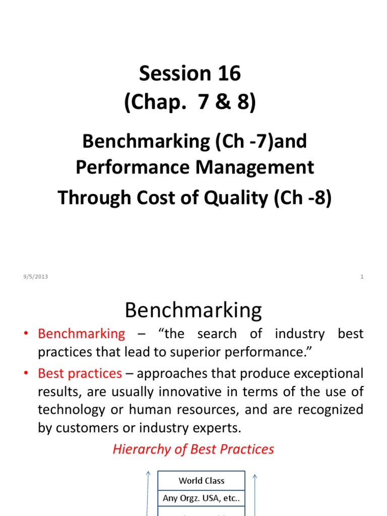 Benchmarking and Performance Management Through Cost of Quality ...