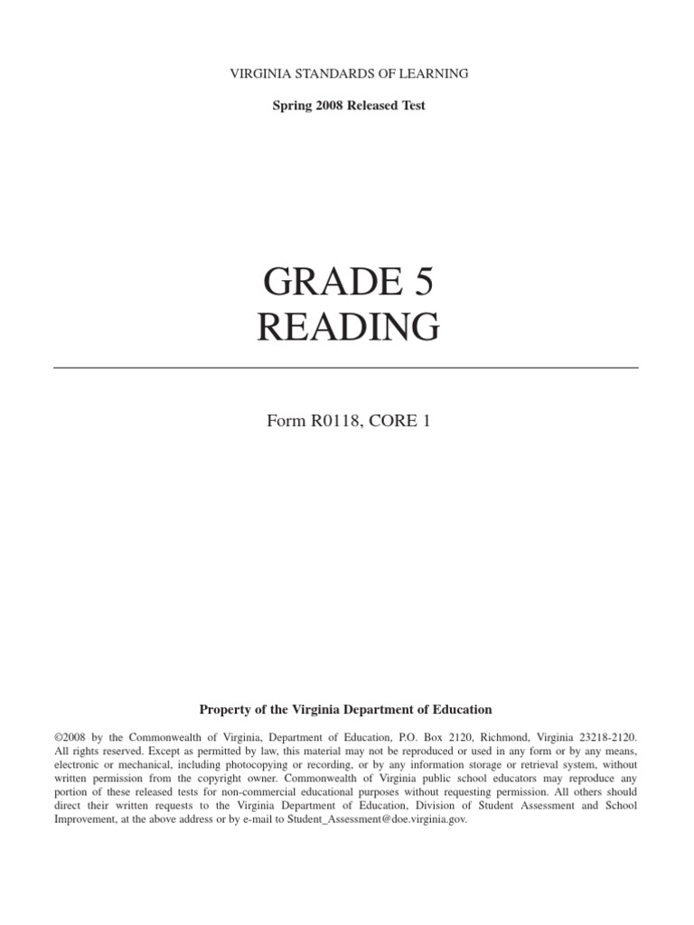 Grade 5 Reading Test PDF | PDF | Desert | Reading Comprehension