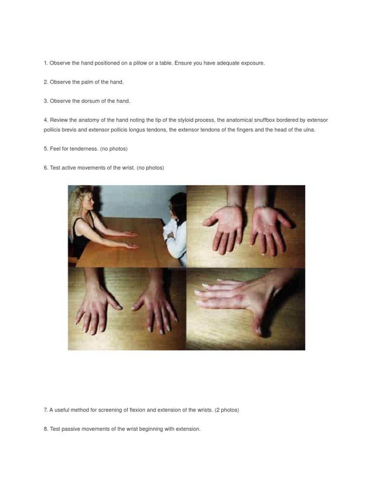 How To Examine The Wrist and Hand | PDF | Anatomical Terms Of Motion ...