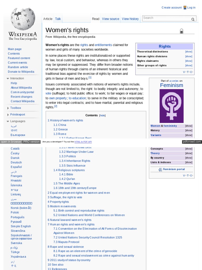 En Wikipedia Org Wiki Women 27s Rights | PDF | Reproductive Rights | Rape