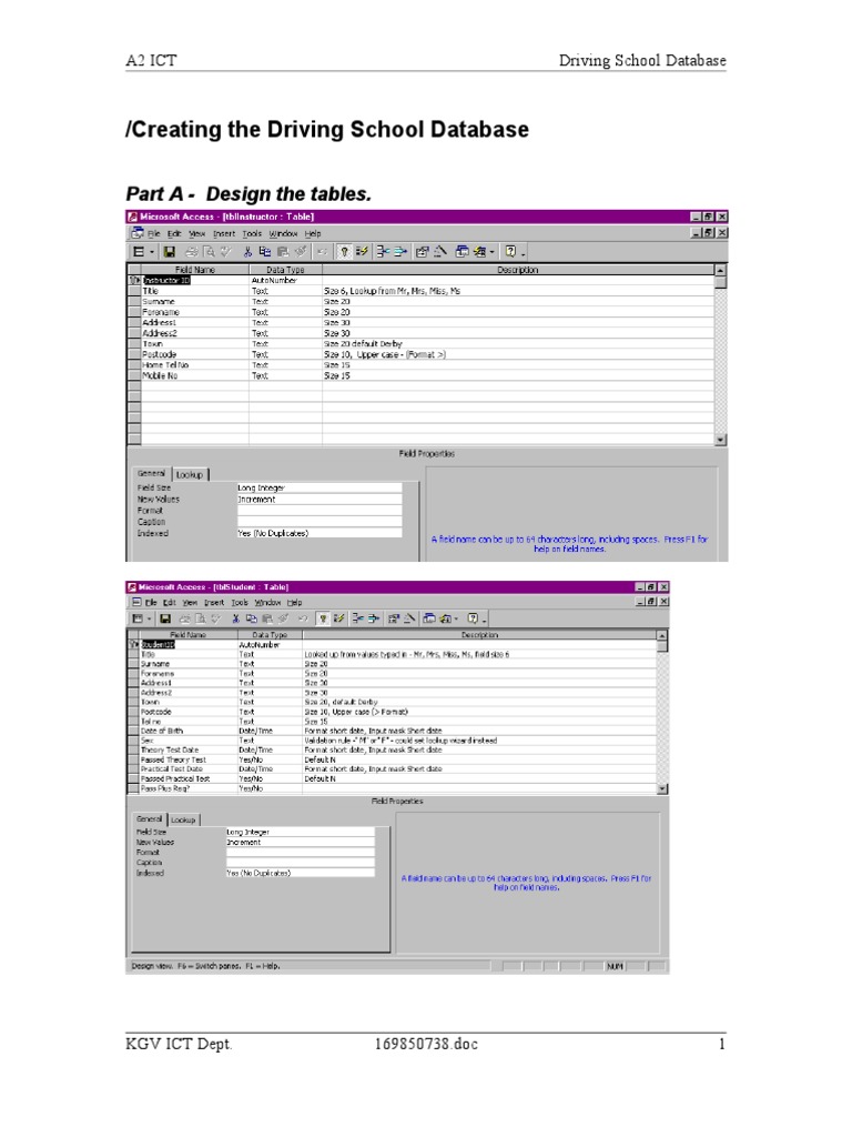 00 Creating The Driving School Database | PDF | Databases | Computing