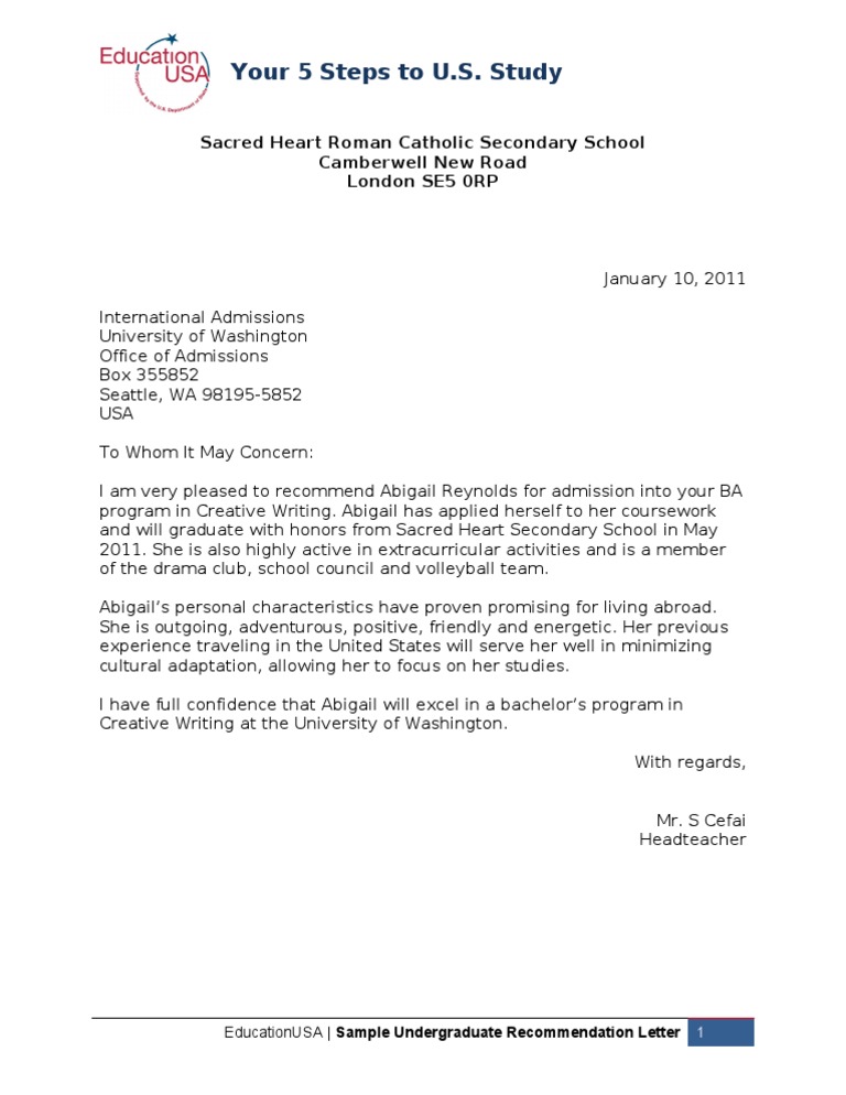 Sample Recommendation Letter | PDF
