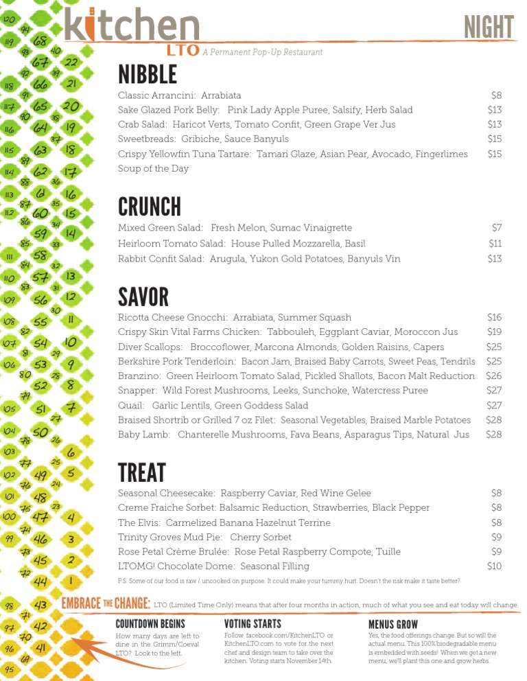 Dinner Menu Lto | PDF