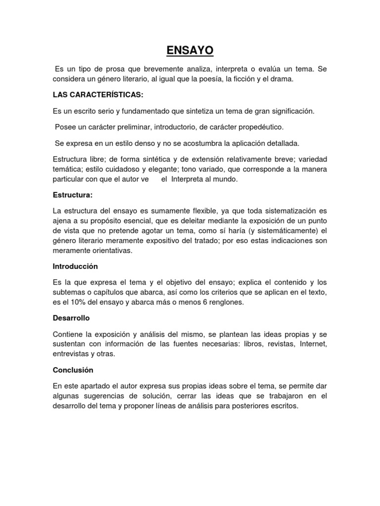 El Ensayo 1 Es Un Tipo de Prosa Que Brevemente Analiza | PDF | Ensayos | Science