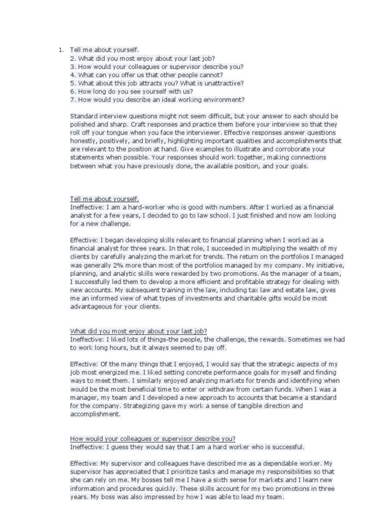 Tell Me About Yourself | Résumé | Financial Analyst