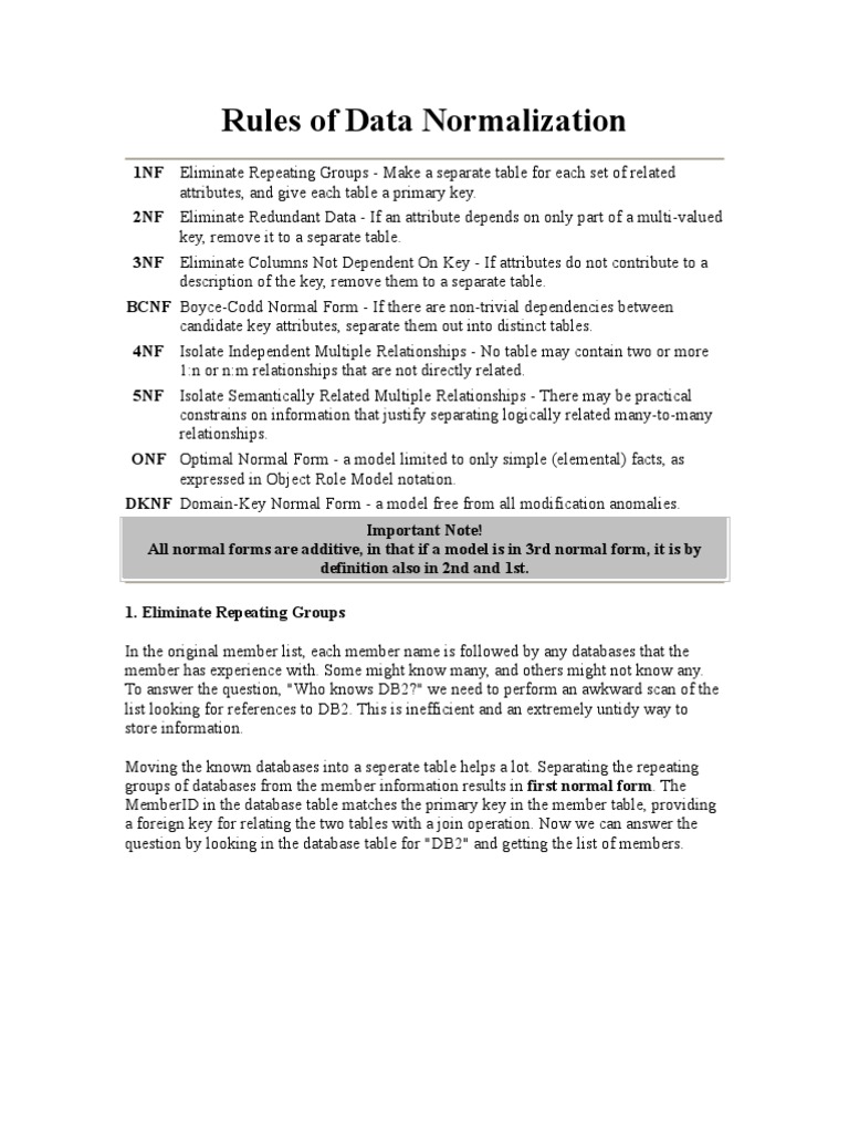 Rules of Data Normalization | PDF | Information Retrieval | Data Management