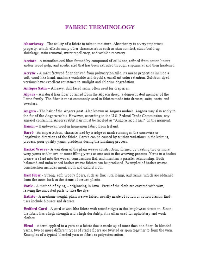 Fabric Terminology | PDF | Textiles | Knitting