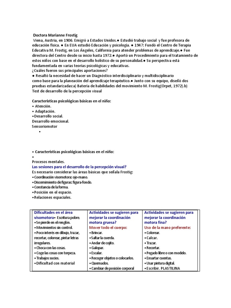 Doctora Marianne Frostig | PDF | Percepción | Sicología
