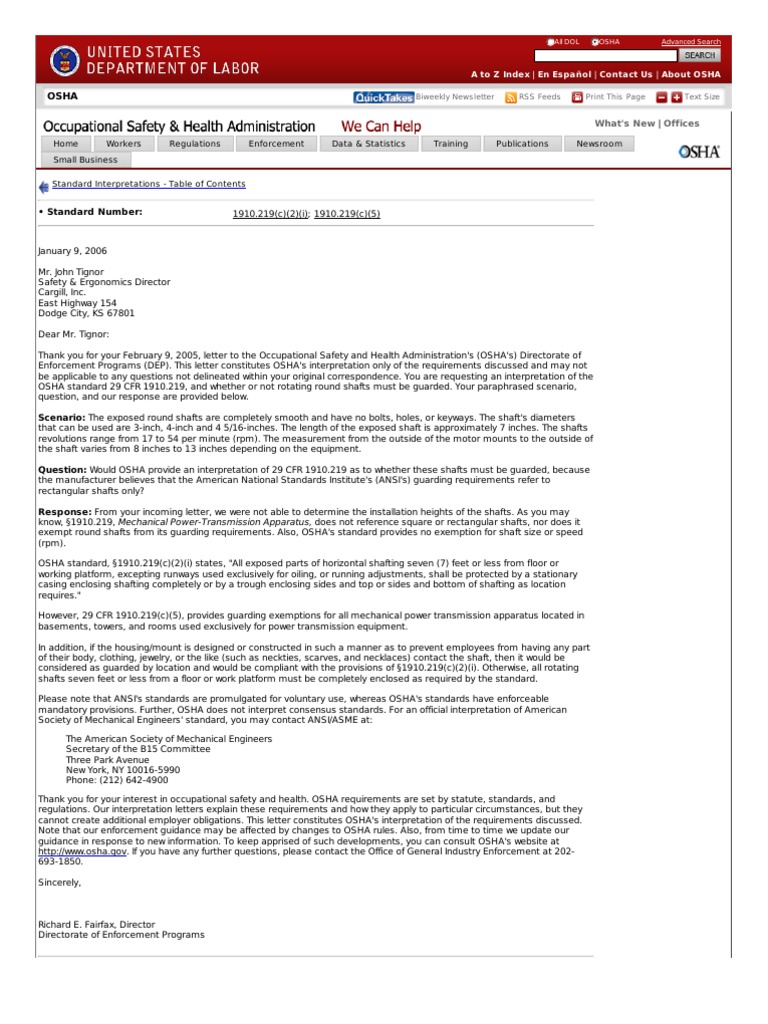 Shaft Guarding Interpretation | PDF | Occupational Safety And Health ...