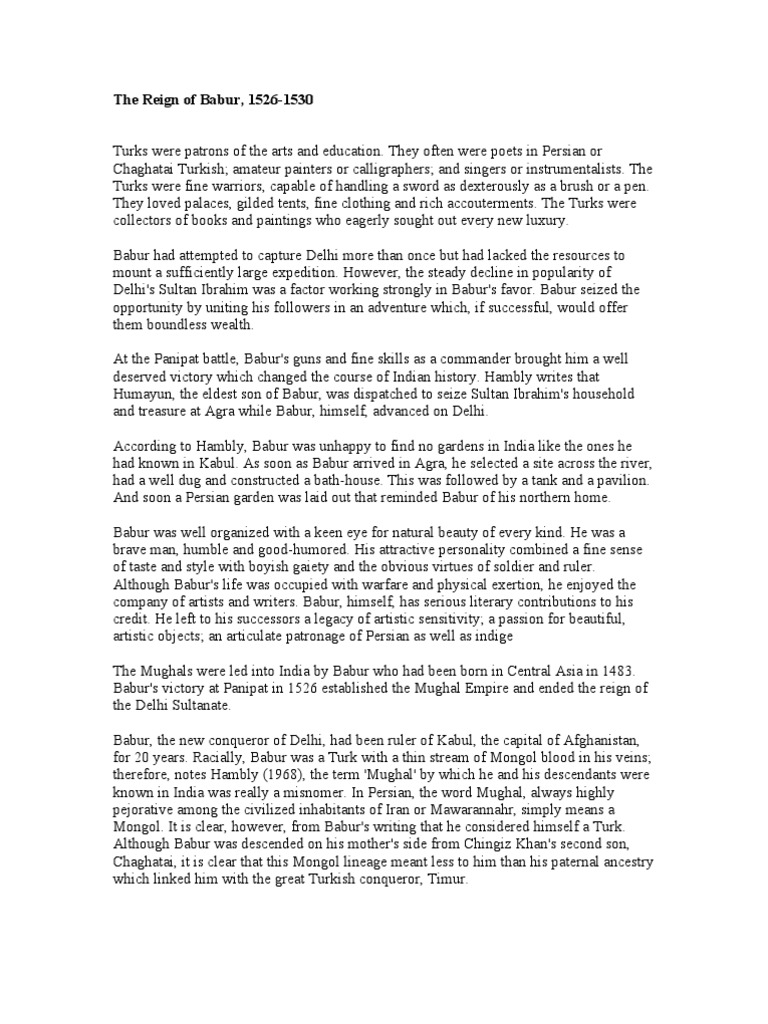 The Reign of Babur | PDF | Mughal Empire | Ottoman Empire