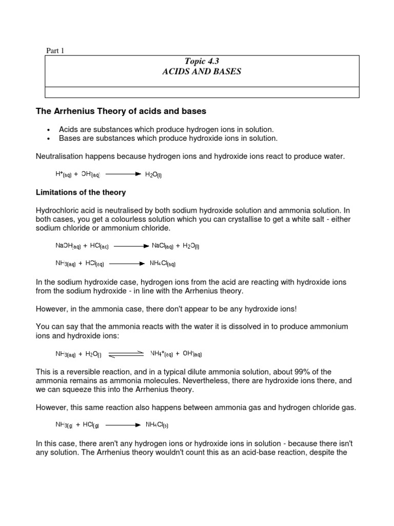 Understanding Acids and Bases: A Comprehensive Look at the Arrhenius ...