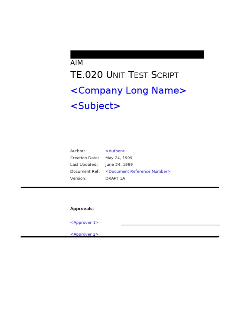 Te020 Unit Test Script Pdf Software Testing Sql 