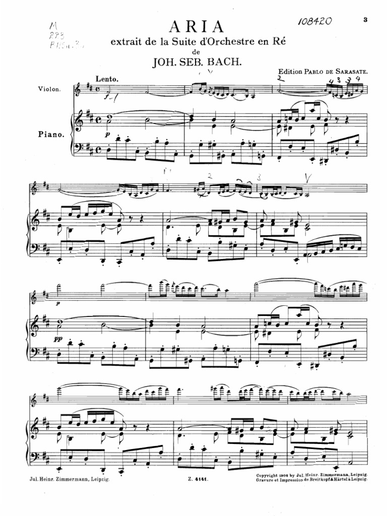 Aria Da Quarta Corda para Piano e Violino | PDF | Instrumentos de corda ...
