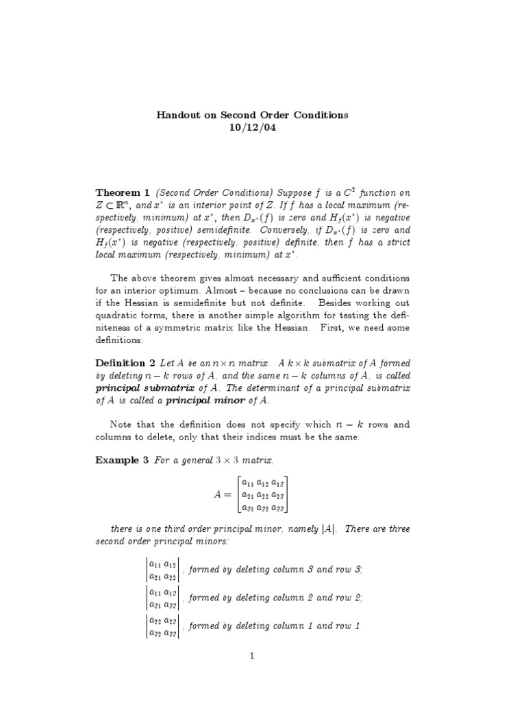 Principal Sub Matrix | PDF | Matrix (Mathematics) | Mathematical Concepts