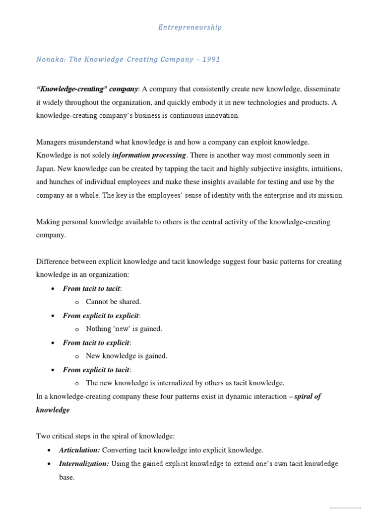 Nonaka 1991 | PDF | Tacit Knowledge | Creativity