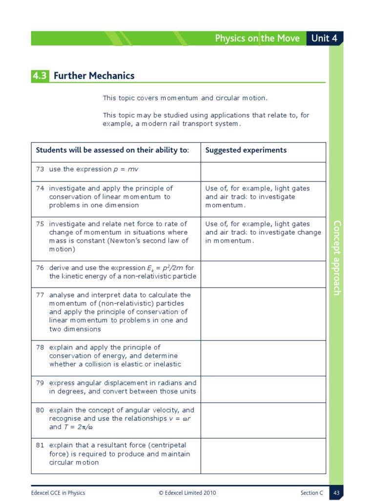 4-1 Further Mechanics Spec | PDF