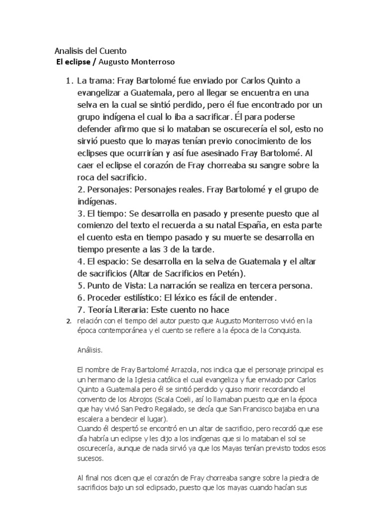Analisis Del Cuento El Eclipse | PDF | Civilización maya | Cuentos